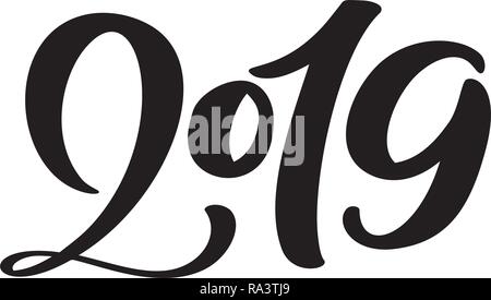 Handwritting vector calligraphy text 2019. hand drawn New Year and ...