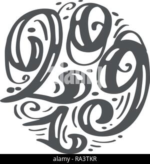 Handwritting vector calligraphy text 2019. hand drawn New Year and ...