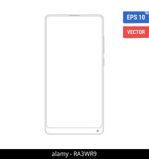 Outline drawing flat mock-up Xiaomi Redmi Note 4. Scale image any ...