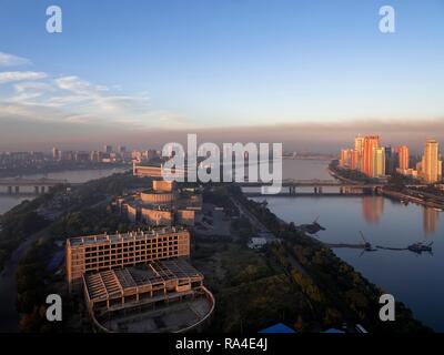 Taedong river and Skyline of Pyongyang, North Korea, Asia Stock Photo ...