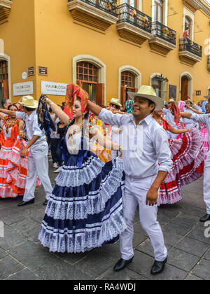 Dancers in traditional costumes, Guelaguetza festival, Oaxaca, Mexico ...