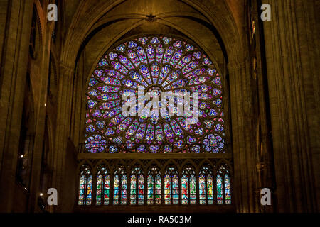 North rose window with the medieval stained-glass window representing ...