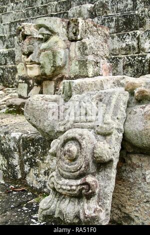 Carved stone faces and symbols in St Nicholas of Bari church in the old ...