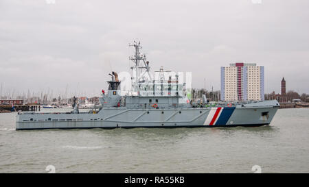 UK Border Force cutter HMC Searcher returning to Portsmouth, UK from ...