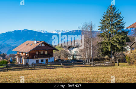 Idyllic winter landscape in Soprabolzano, Trentino Alto Adige, northern ...