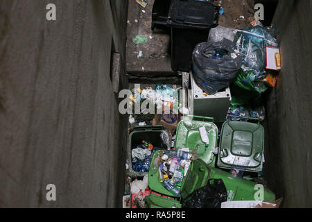 Bucharest, Romania - January 1, 2019: Full of garbage and very dirty ...