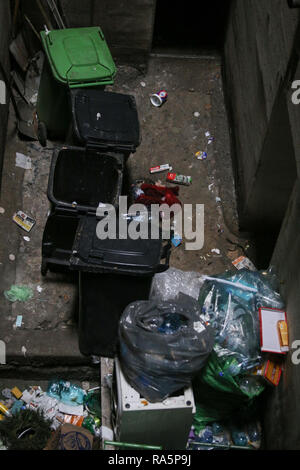 Bucharest, Romania - January 1, 2019: Full of garbage and very dirty ...