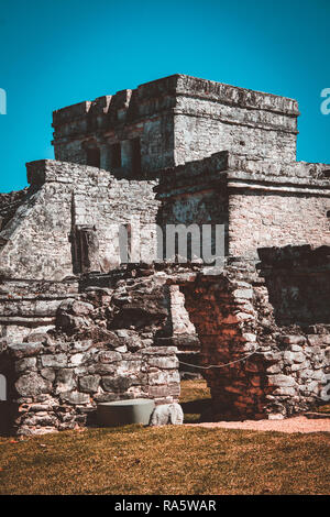 Temple of the Wind God ancient Mayan ruins with lush green vegetation ...