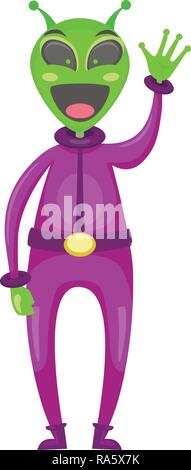 Alien raising hand. Aliens waving vector illustration Stock Vector ...