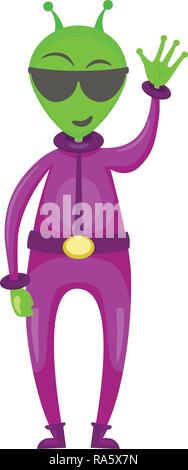 Alien raising hand. Aliens waving vector illustration Stock Vector ...
