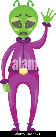 Alien raising hand. Aliens waving vector illustration Stock Vector ...
