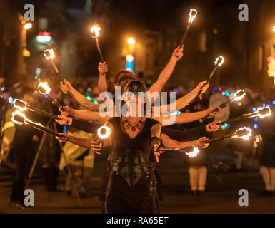 Stonehaven Fireball fire Ceremony, Stonehaven High Street. Hogmanay ...