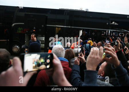 The Tottenham Hotspur team bus arrives before the Carabao Cup third ...