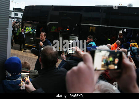 The Tottenham Hotspur team bus arrives before the Carabao Cup third ...