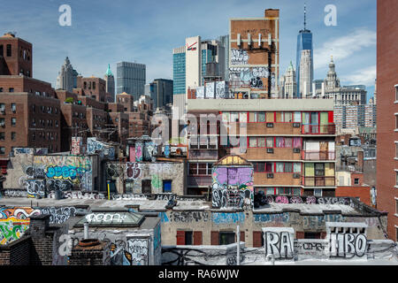 Buildings covered in graffiti, New York City, New York, USA, America ...