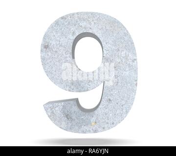 3D rendering concrete number 9 nine. 3D render Illustration Stock Photo ...