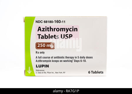 An image of a package of Azithromycin monohydrate tablets, an ...