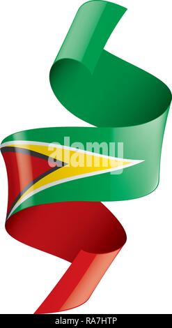 Guyana Flag. Isolated Realistic Wave Flag of Guyana Country on Flagpole. Vector Illustration ...