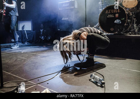 The Norwegian punk trio Blood Command performs a live concert at the ...