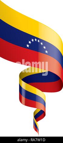 Waving ribbon or banner with flag of Venezuela. Template for ...