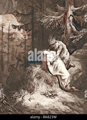 The Burial of Atala, by Gustave Dore, 1832 - 1883, French. Engraving ...