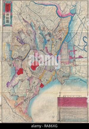 1886, Meiji 19 Japanese Map of Tokyo, Japan Stock Photo - Alamy