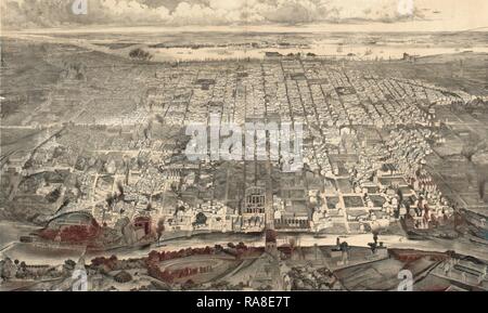 Bird's eye view of Philadelphia by John Weik, circa 1857, US, USA ...