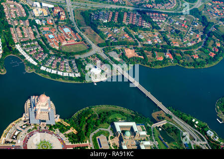Aerial View Of Putra Mosque with Putrajaya City Centre with Lake at ...
