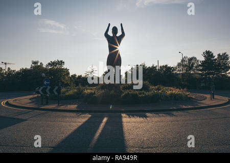 A bronze statue of Athena by artist Nasser Azam near the London City ...
