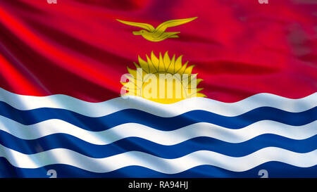 Waving flags of the world - flag of Kiribati. Shot with a shallow depth ...