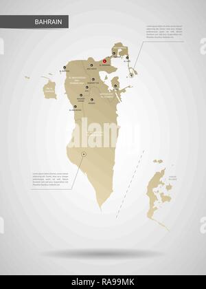 Bahrain map with borders, cities, capital and administrative divisions ...
