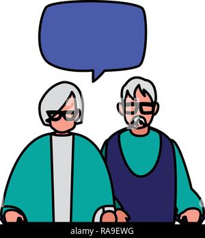 cute grandparents couple with speech bubble Stock Vector Image & Art ...