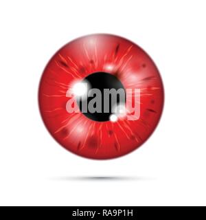 Realistic 3d red eyeball isolated on white background. Human iris icon ...
