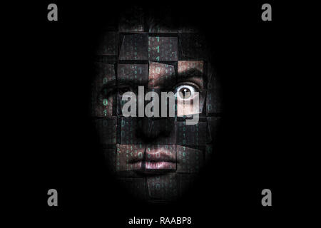 hacker portrait and binary code background Stock Photo: 112514377 - Alamy