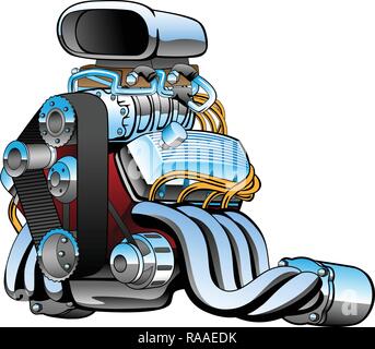 Hot Rod Race Car Engine Cartoon Vector Illustration Stock Vector Image ...
