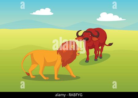 Lion Attacking Vector Illustration Stock Vector Image & Art - Alamy