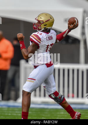 Boston College quarterback Anthony Brown drops back to pass during the ...