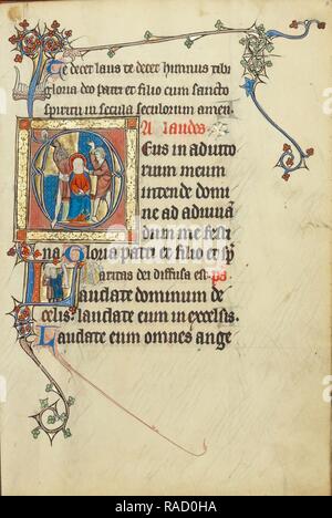 Initial A: The Mocking of Christ; Initial L: Two Men Holding Scrolls ...