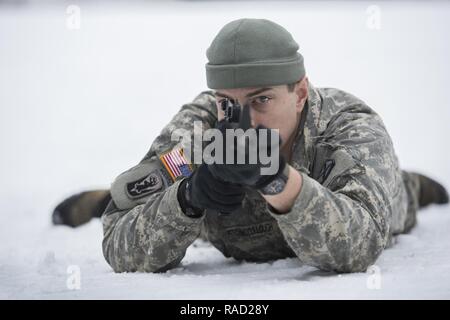 A 3rd Infantry Division infantryman demonstrates the proper use of the ...