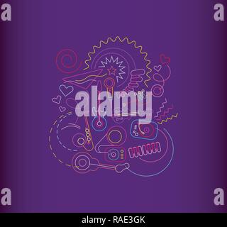 Cocktail Party poster neon. Flyer template design in neon style. Ladies ...