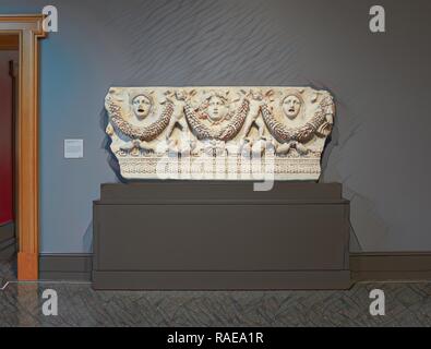 Front Panel of a Garland Sarcophagus; Roman Empire; about A.D. 140–170 ...