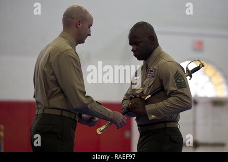 U.S. Marine Corps Col. Jared K. Stone, commanding officer, and Sgt. Maj ...