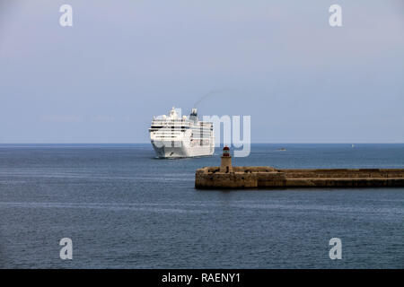 MSC Opera cruiser ship entering to the Valletta's harbor at Valletta ...
