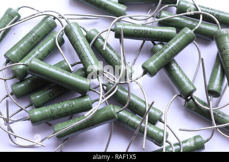 A heap of big ceramic green power resistors with 0.22 Ohm resistance ...