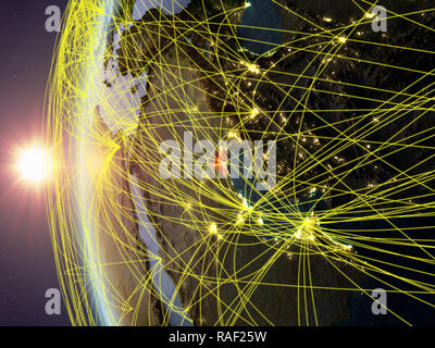 Kuwait from space on model of planet Earth with country borders. 3D ...