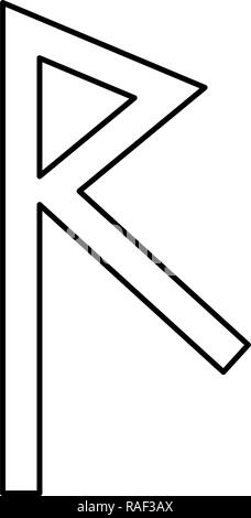 Raido rune raid symbol road icon set white color I flat outline style ...