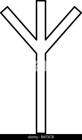 Algiz Elgiz rune elk reed defence symbol icon black color vector in ...