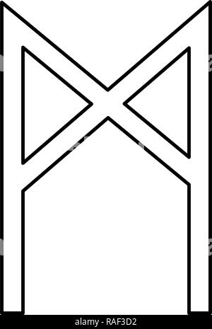 Mannaz rune man human symbol icon black color vector I flat style ...