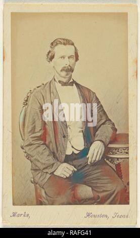 man with a bushy moustache, seated; Harvey R. Marks, American, 1821 ...