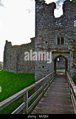 Wooden bridge across the moat leading to historic Takashima castle in ...
